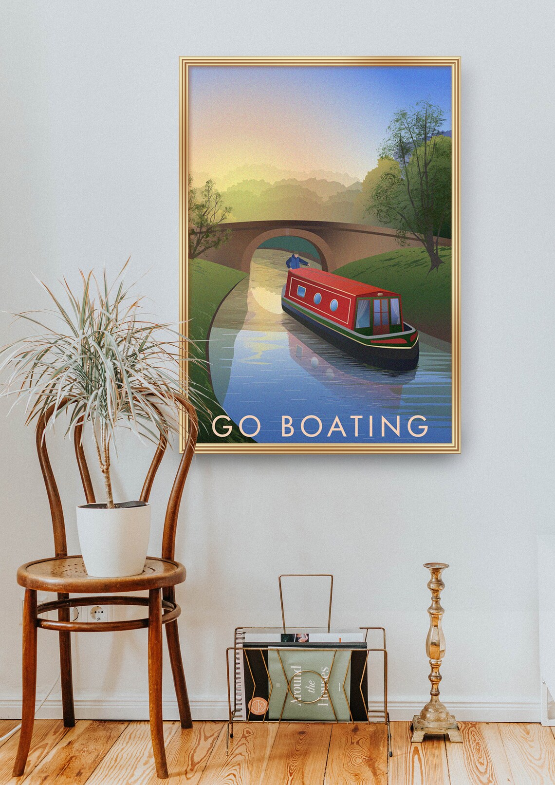 Go Boating Art Print Narrowboat UK Canals Wildlife | Etsy