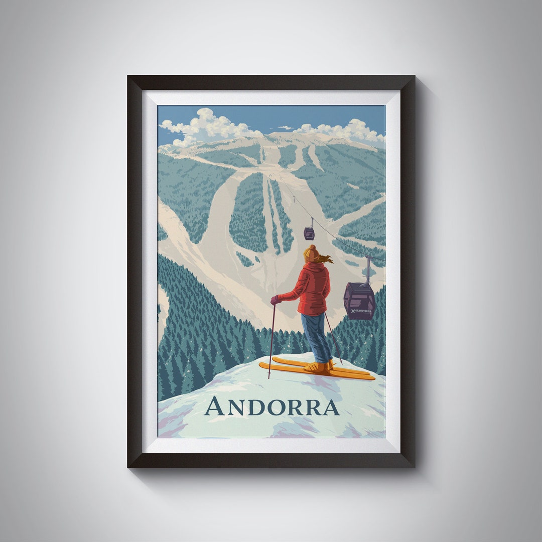 Andorra Poster, Andorra Ski Resort Print, Skiing, Snowboarding ...