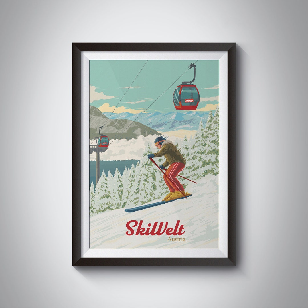 Skiwelt Austria Ski Resort Poster, Skiing Print, Ski Gondola Wall Art ...