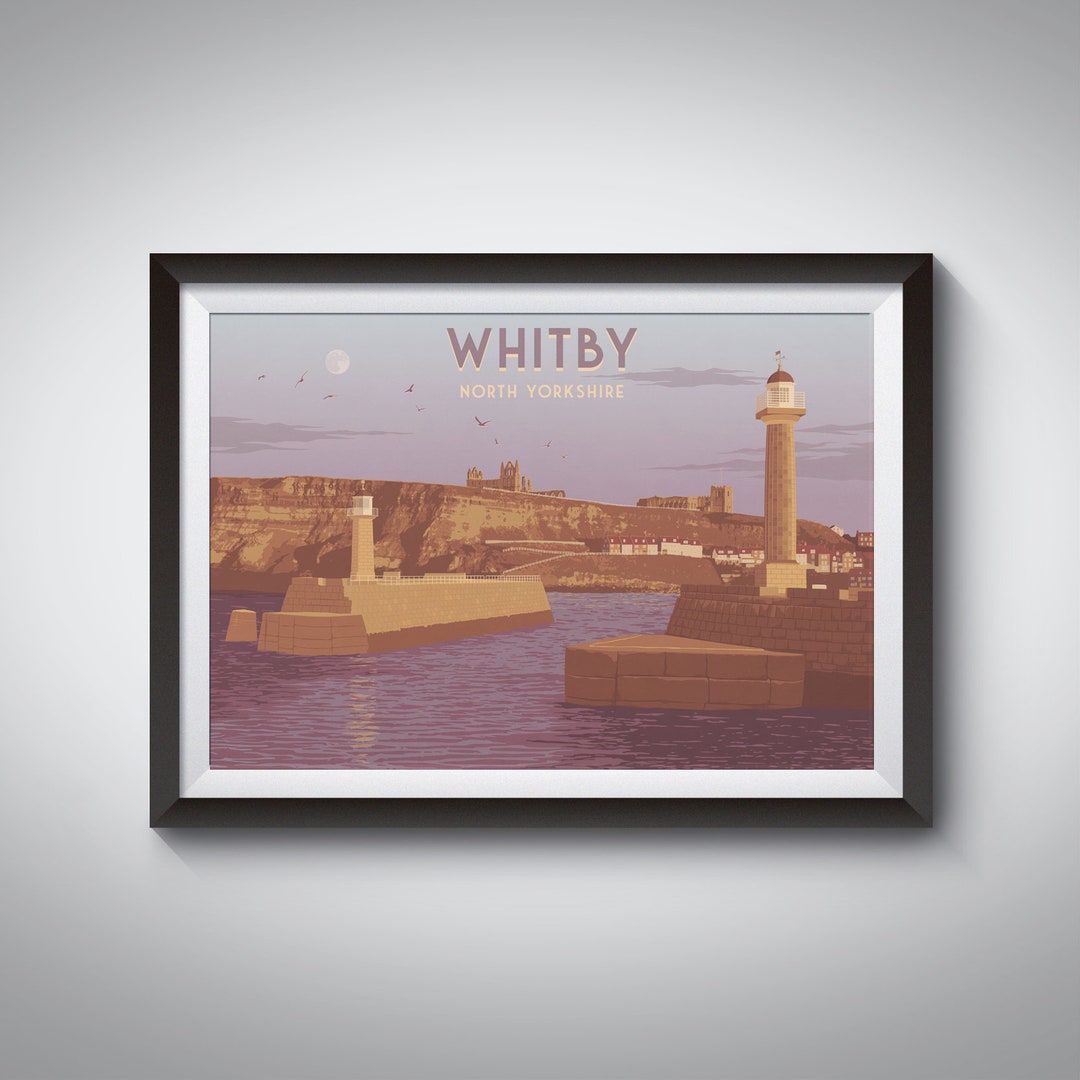 Whitby Travel Poster, Yorkshire Wall Art, Seaside Travel Poster ...