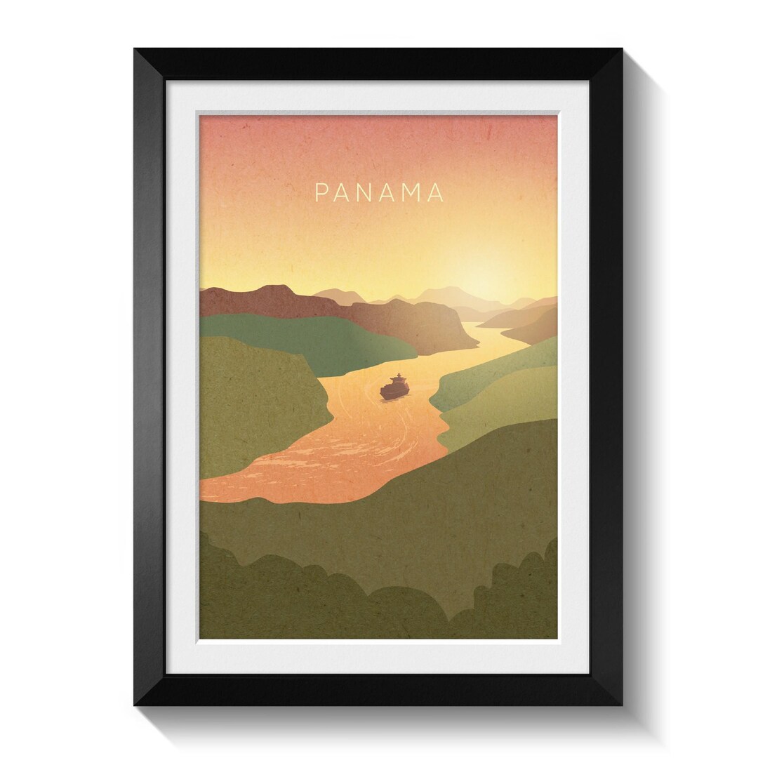 Panama Minimal Travel Poster, Panama Canal, Central America, South ...