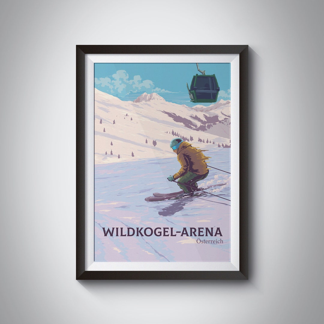 Wildkogel Ski Resort Poster, Austrian Alps, Vintage Ski Print ...