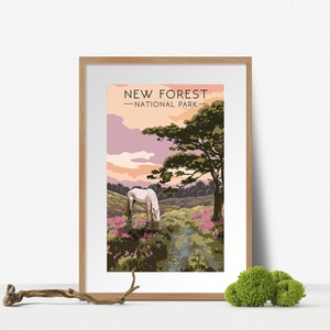 New Forest National Park Poster, Travel Print, New Forest Ponies ...