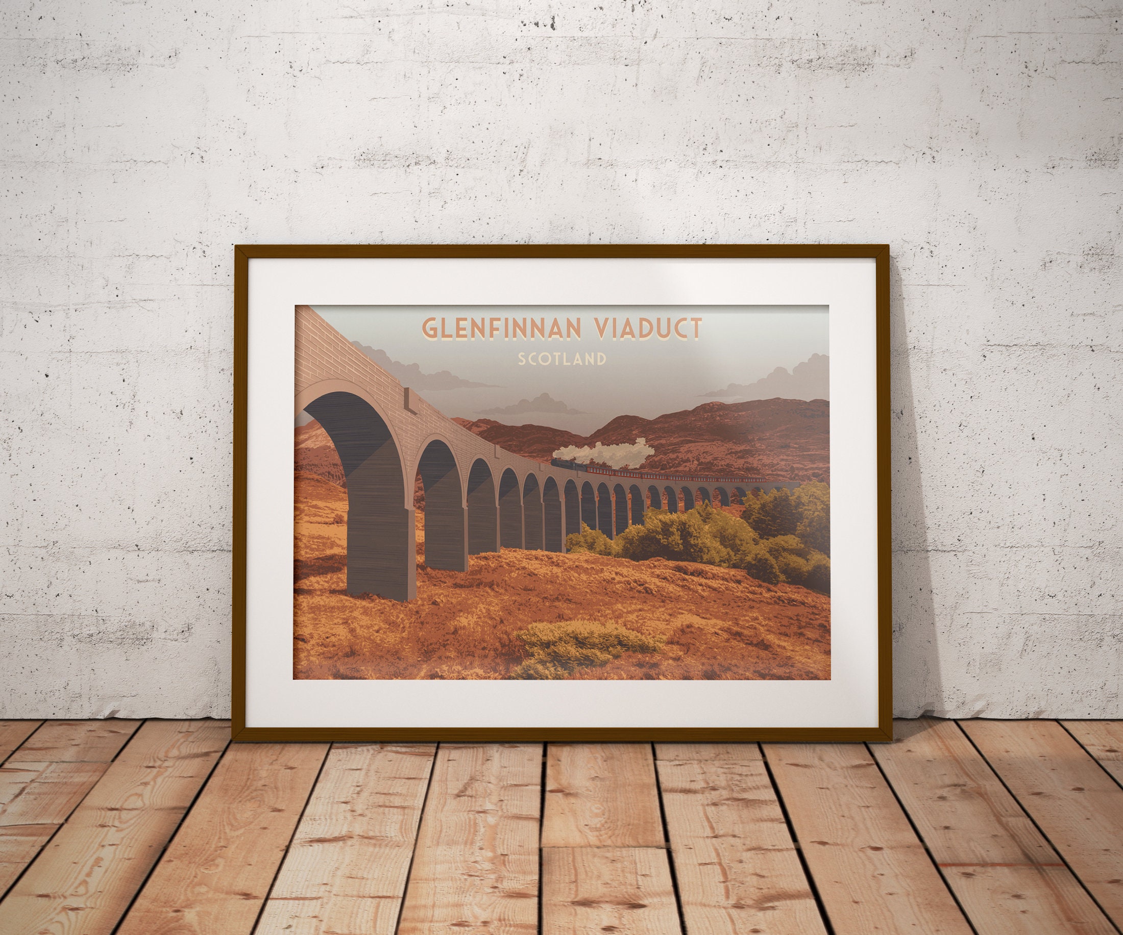 Glenfinnan Viaduct Travel Poster Railway Print Scotland | Etsy