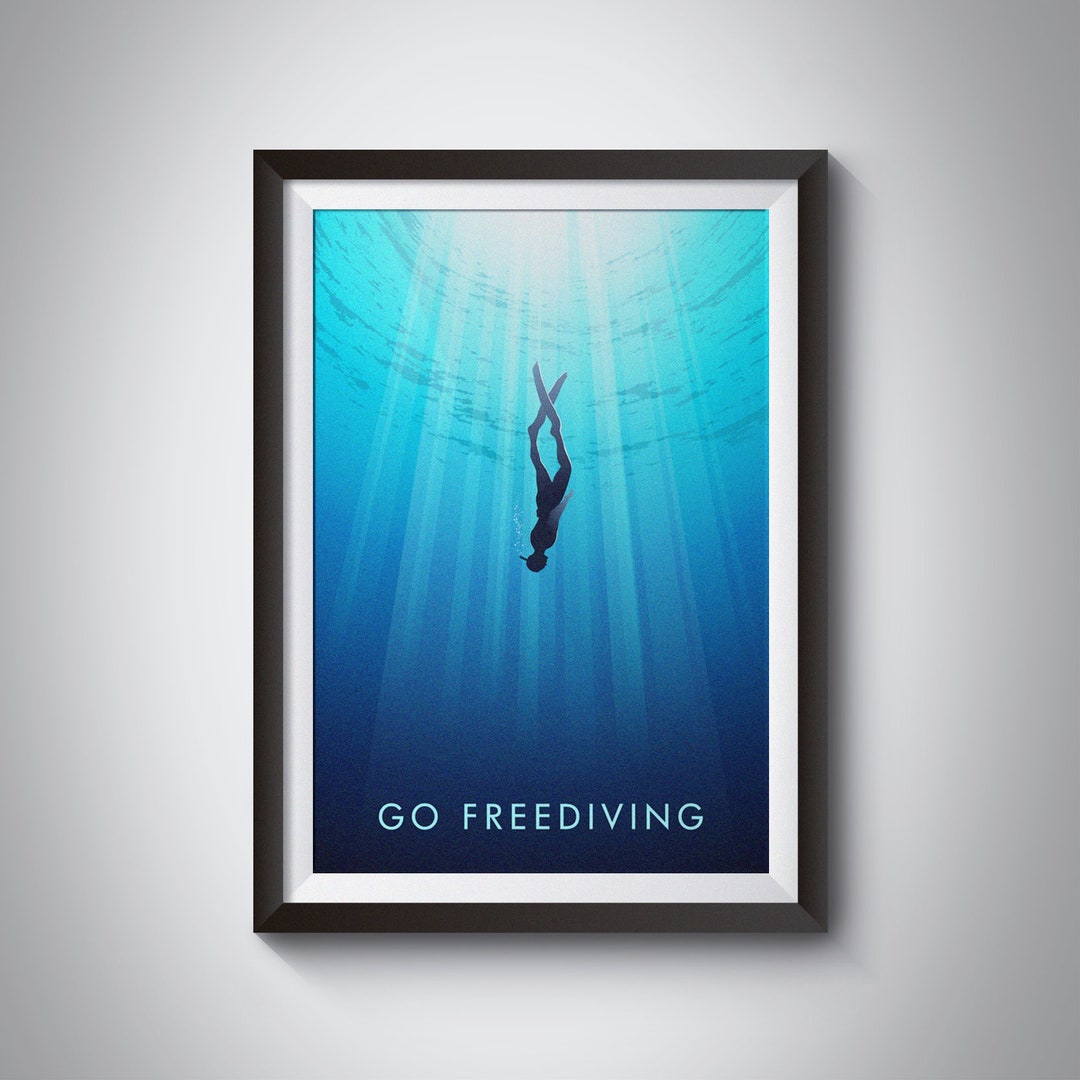 Go Freediving Art Print, Vintage Travel Print, Scuba Diving ...