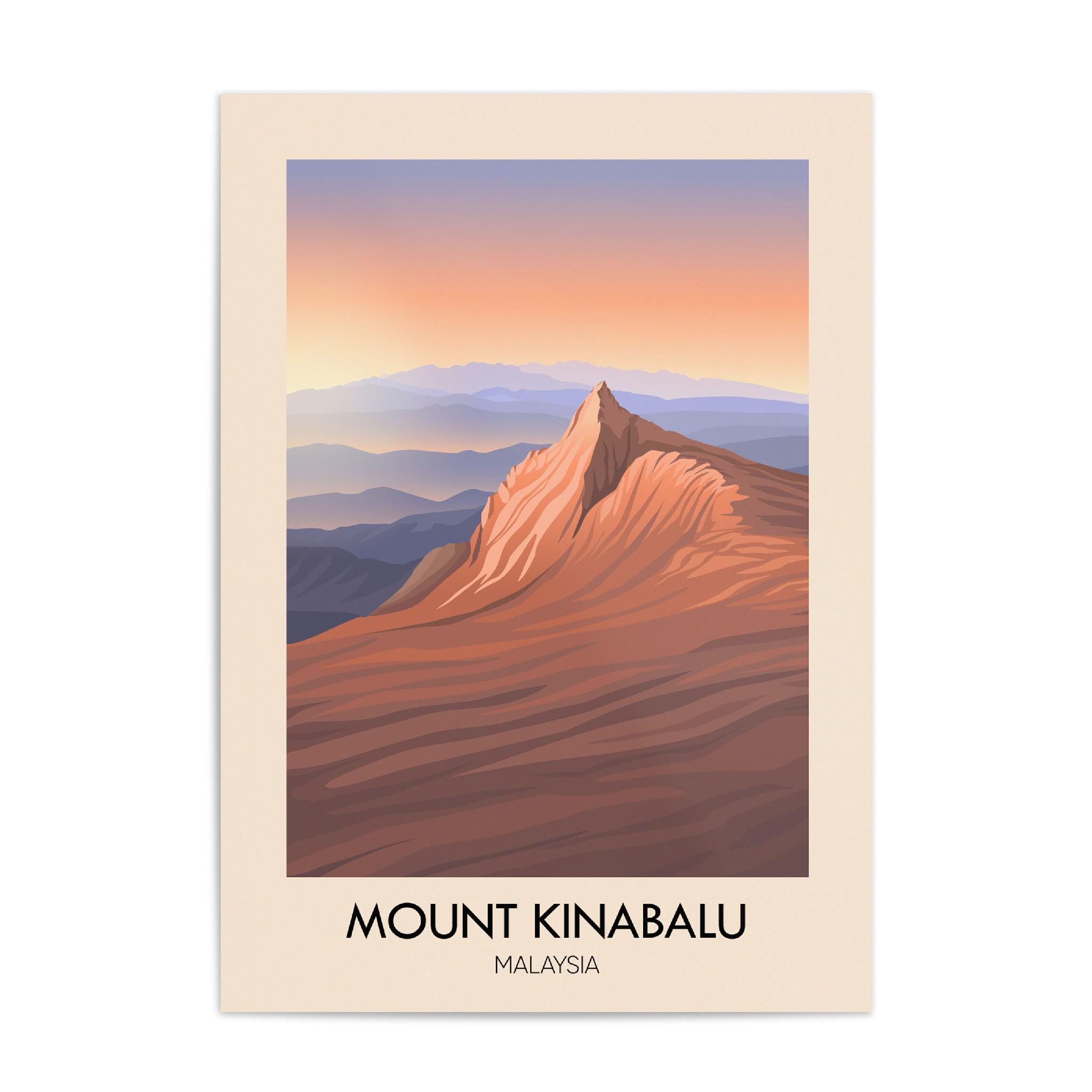 Mount Kinabalu Poster, Malaysia Travel Print, Borneo Wall Art ...