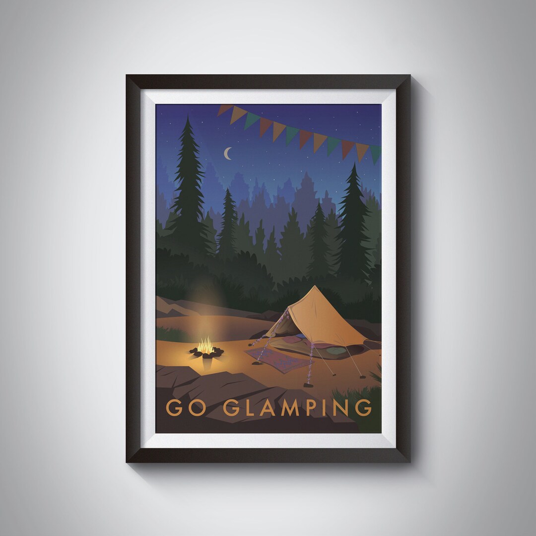 Go Glamping Art Print, Outdoor Adventure, Hiking, Camping, Vintage ...