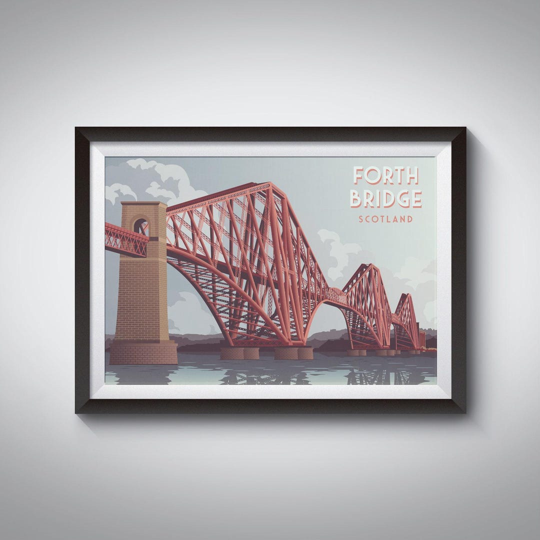 Forth Bridge Scotland Travel Poster, Retro Railway Print, Scottish Wall ...