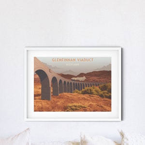 Glenfinnan Viaduct Travel Poster, Railway Print, Scotland, Scottish ...
