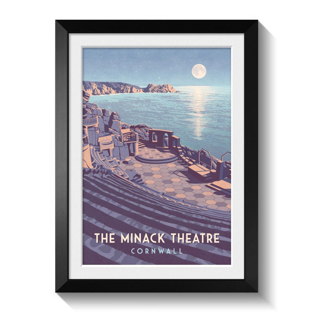 Minack Theatre Poster, Cornwall Travel Print, Cornish Seaside Poster ...