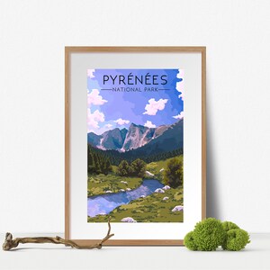 Pyrenees National Park Poster, France Travel Print, Vintage Travel ...