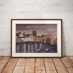 Henley on Thames Print, Oxfordshire Travel Poster, Henley Royal Regatta ...