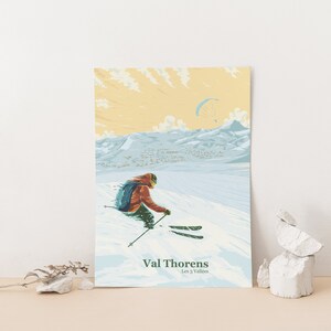 Val Thorens Poster, Ski Resort Print, Retro, Vintage, Three Valleys ...