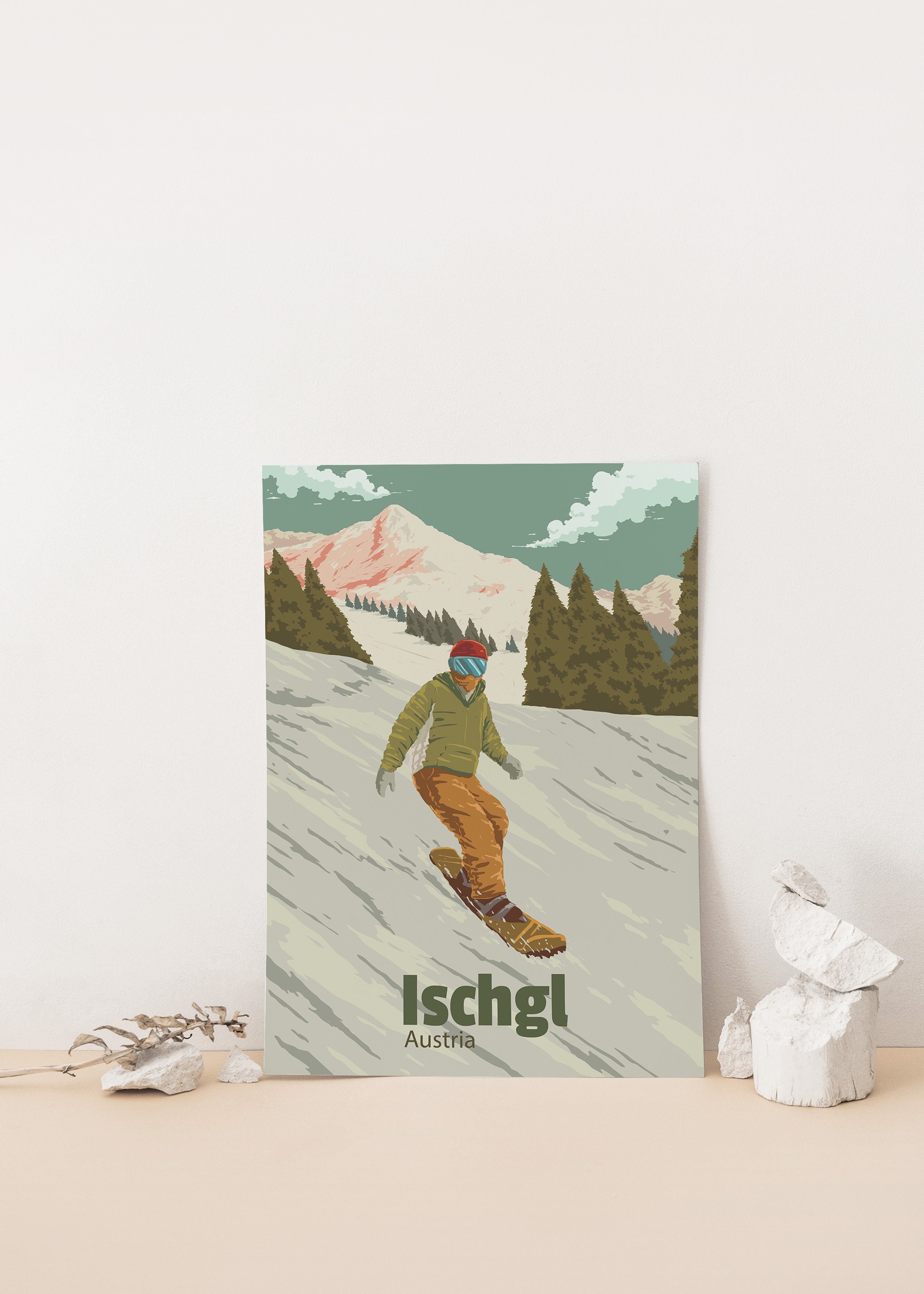 Ischgl Snowboarding Poster Austria Travel Print Paznaun | Etsy