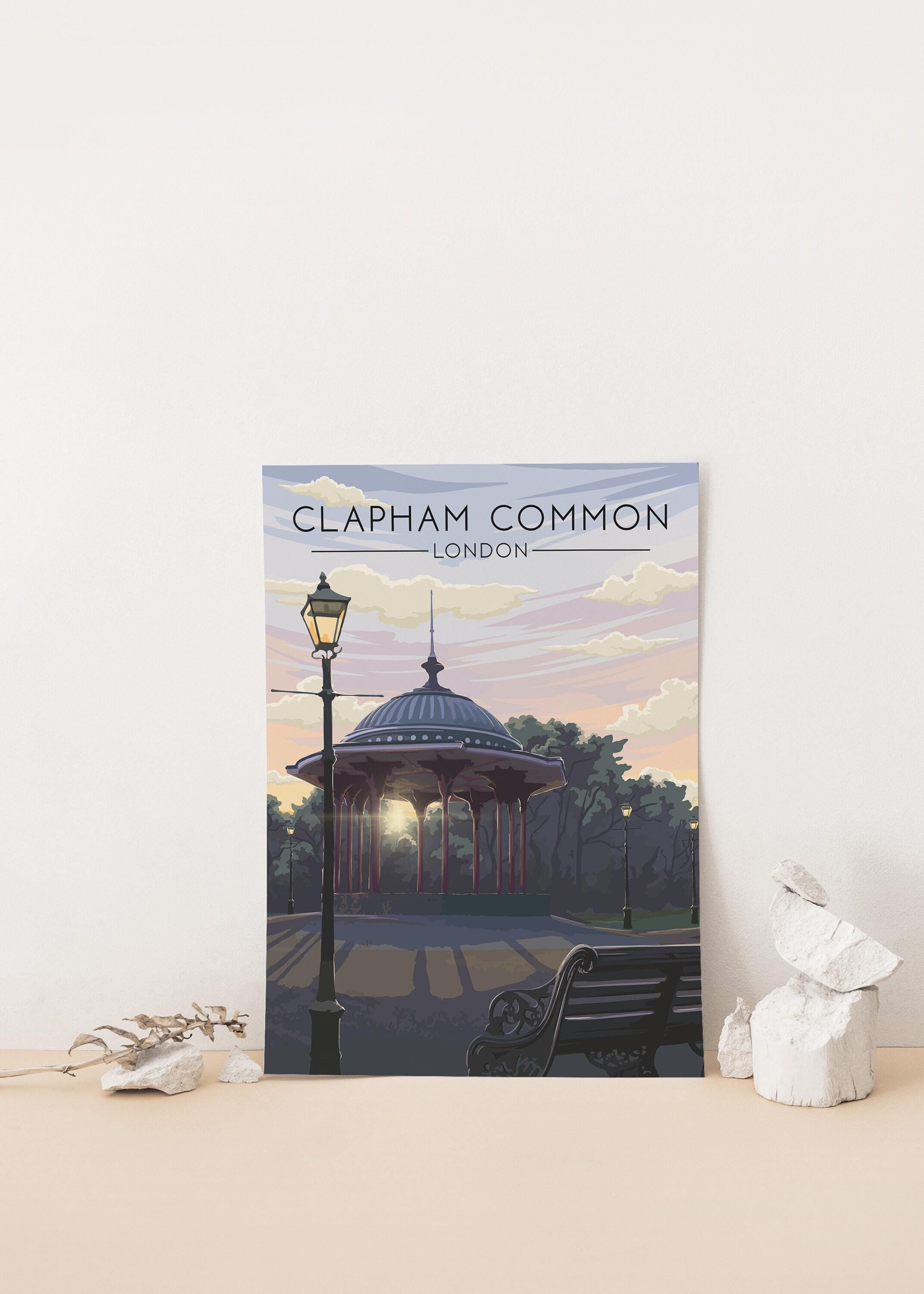 Clapham Common Poster, London Parks Print, Lambeth, Balham, Wandsworth ...
