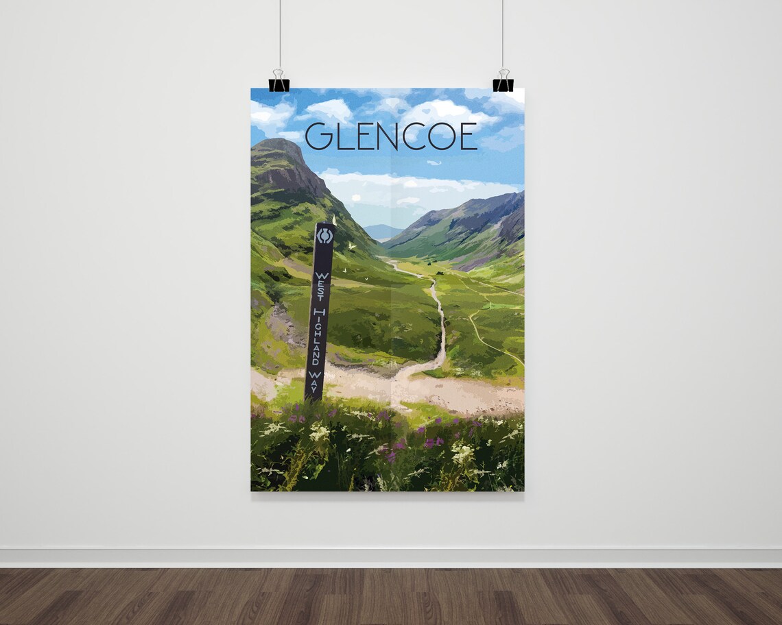 Glencoe Print Scotland Poster Scottish Highlands Hiking - Etsy UK