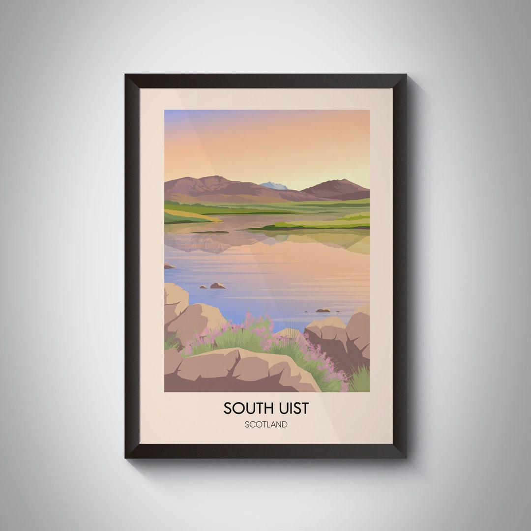 South Uist Poster, Scotland Travel Print, Outer Hebrides, Benbecula ...
