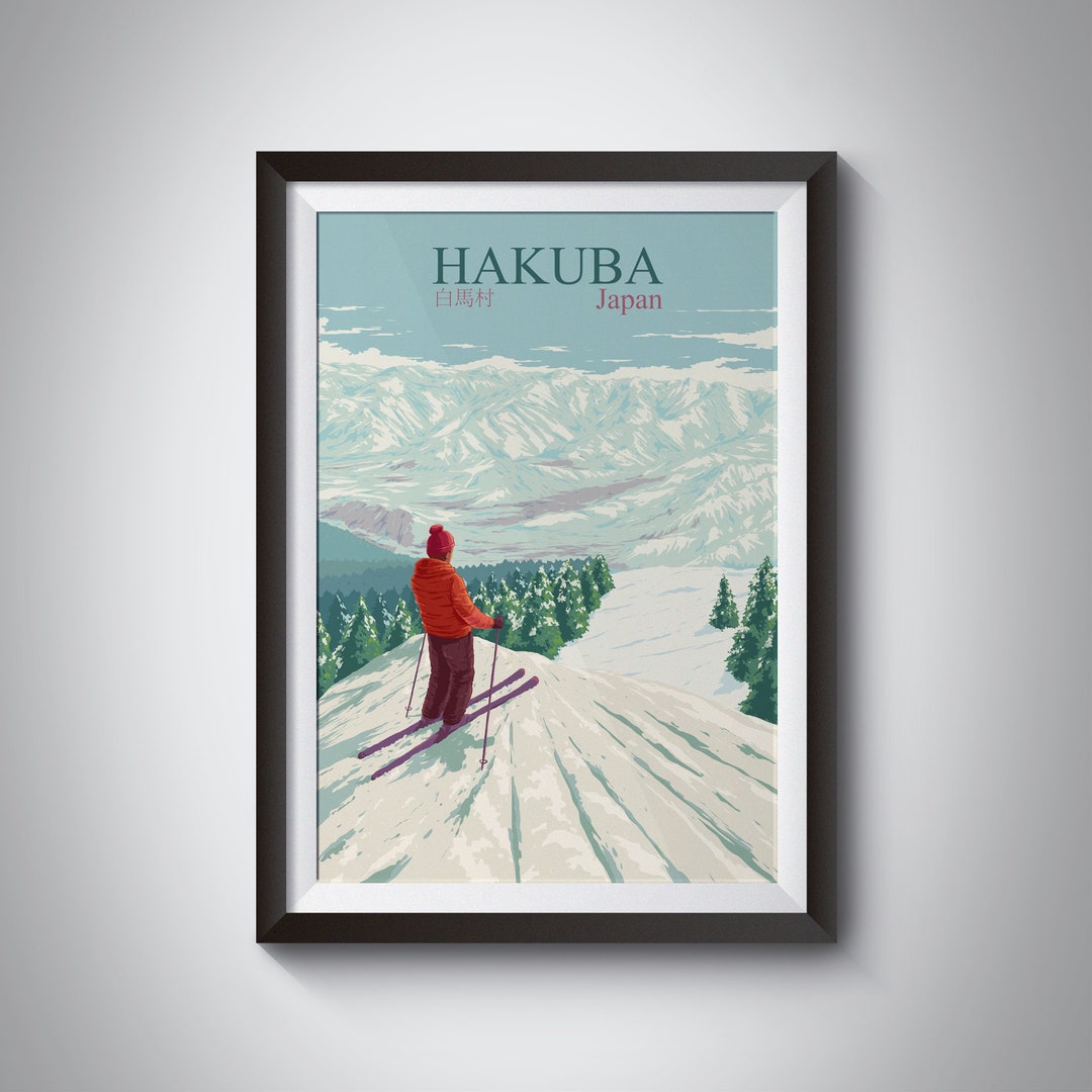 Hakuba Japan Ski Resort Poster, Japanese Alps, Nagano, Snowboarding ...