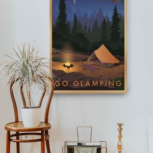 Go Glamping Art Print, Outdoor Adventure, Hiking, Camping, Vintage ...