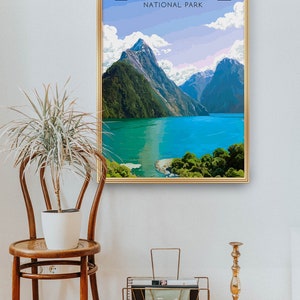 Fiordland National Park Poster, New Zealand Travel Print, Milford Sound ...