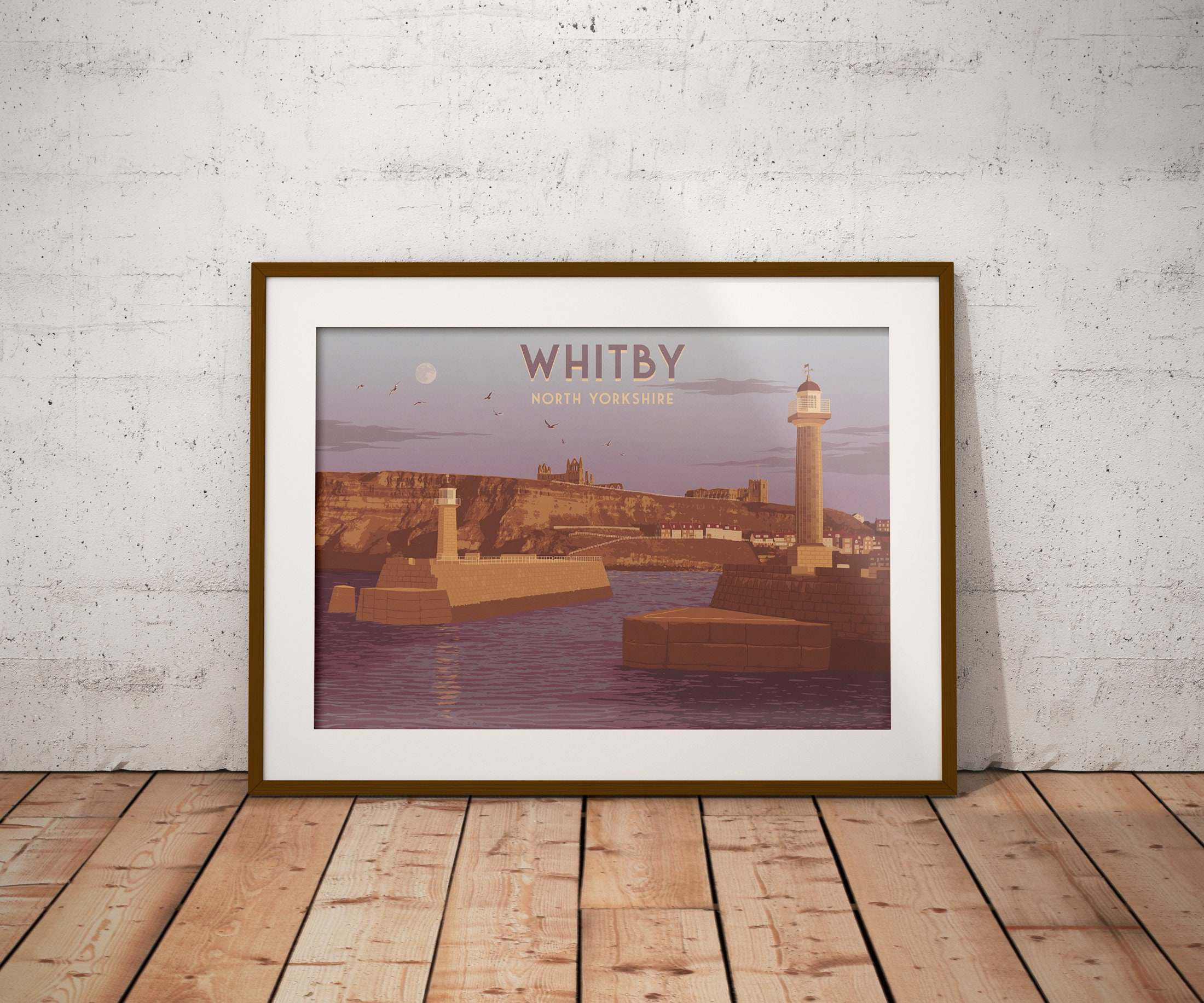 Whitby Travel Poster Yorkshire Wall Art Seaside Travel | Etsy