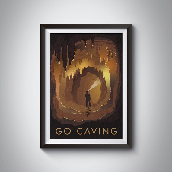 Go Caving Art Print Adventure Sports Cavern Outdoor Hobbies | Etsy