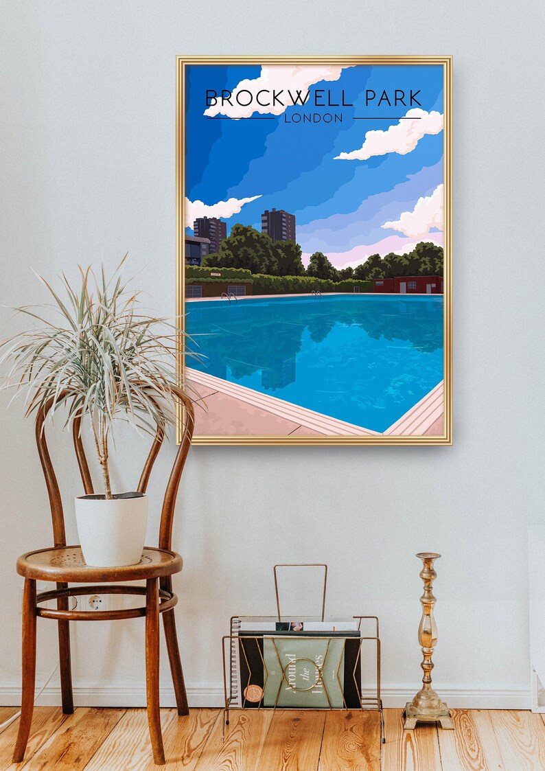 Brockwell Park London Poster, Brockwell Lido Print, London Travel ...