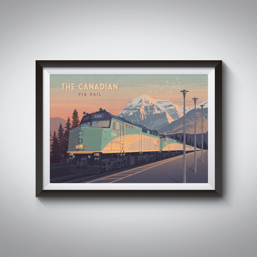 The Canadian Train via Rail Travel Poster, Canada, Toronto, Vancouver ...
