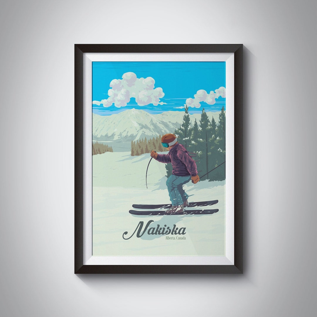 Nakiska Ski Resort Canada Travel Poster, Alberta, Calgary AB ...