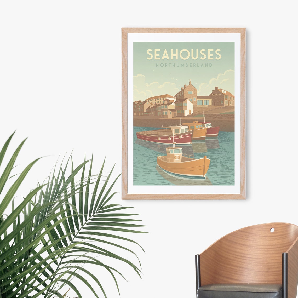 Seahouses Travel Poster Seaside Print Illustration - Etsy