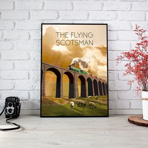 The Flying Scotsman Poster, Steam Train Print, Steam Locomotive ...