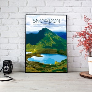 Mount Snowdon Poster, Wales Travel Poster, Three Peaks Challenge ...