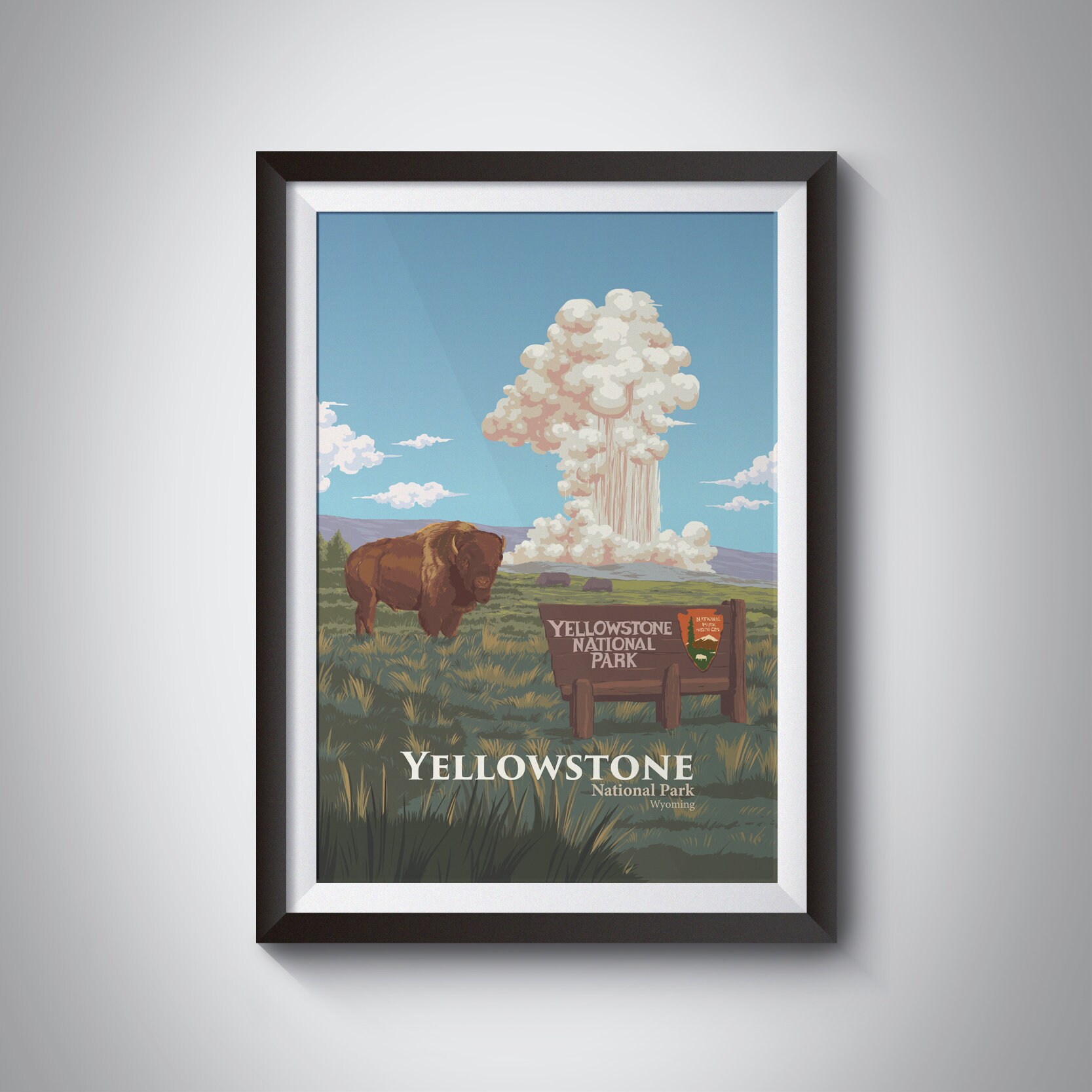 Yellowstone National Park Poster USA Travel Poster Wyoming - Etsy
