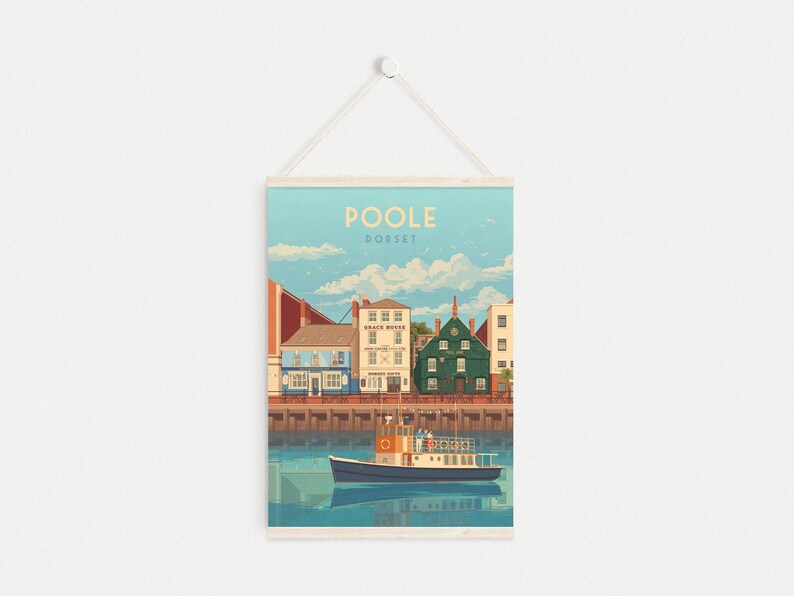 Poole Dorset Seaside Travel Poster, Poole Harbour, Framed Travel Print ...