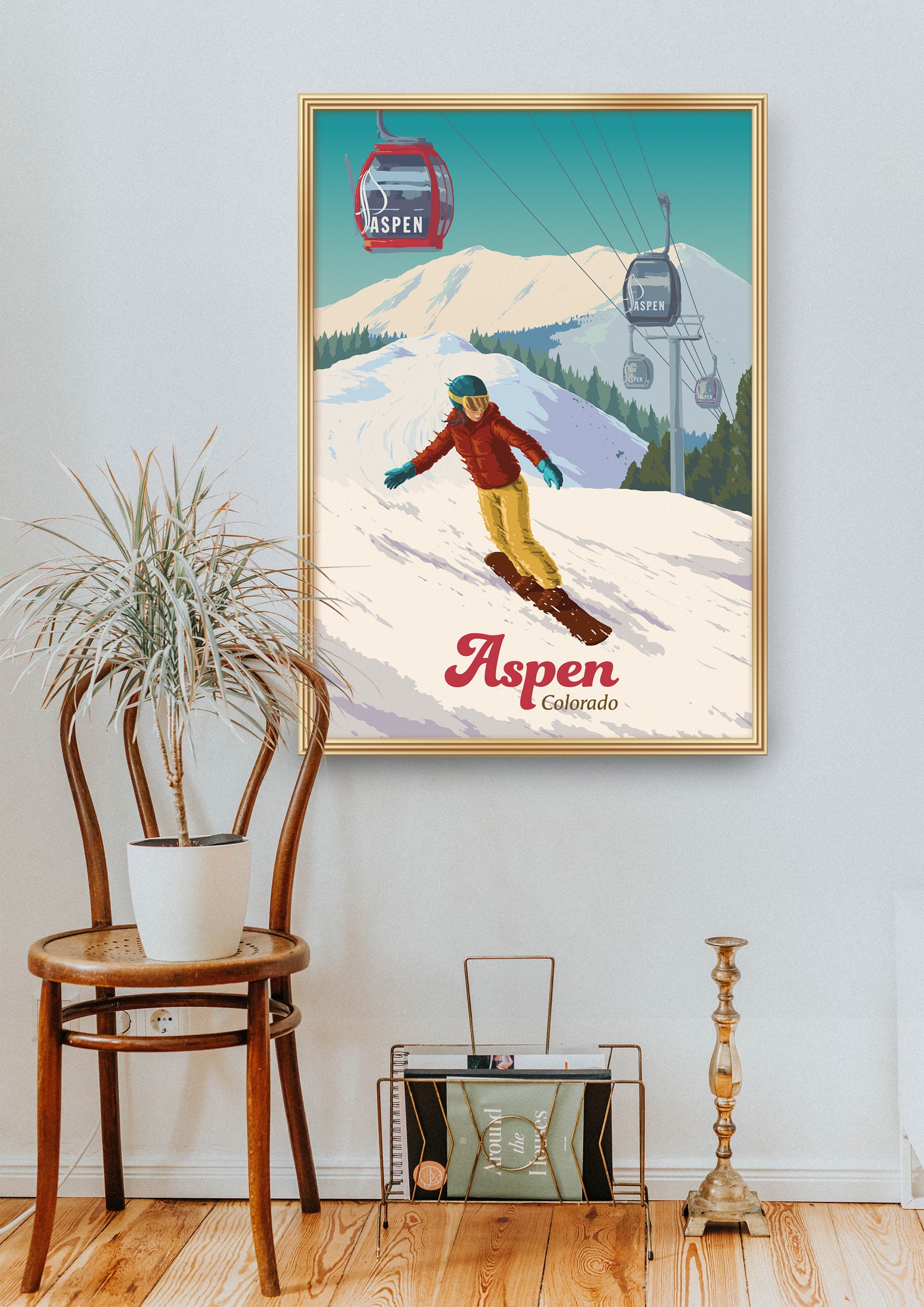Aspen Colorado Snowboarding Poster Skiing Print Aspen | Etsy