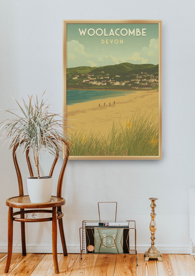 Woolacombe Devon Travel Poster Devon Seaside Print Wall Art - Etsy