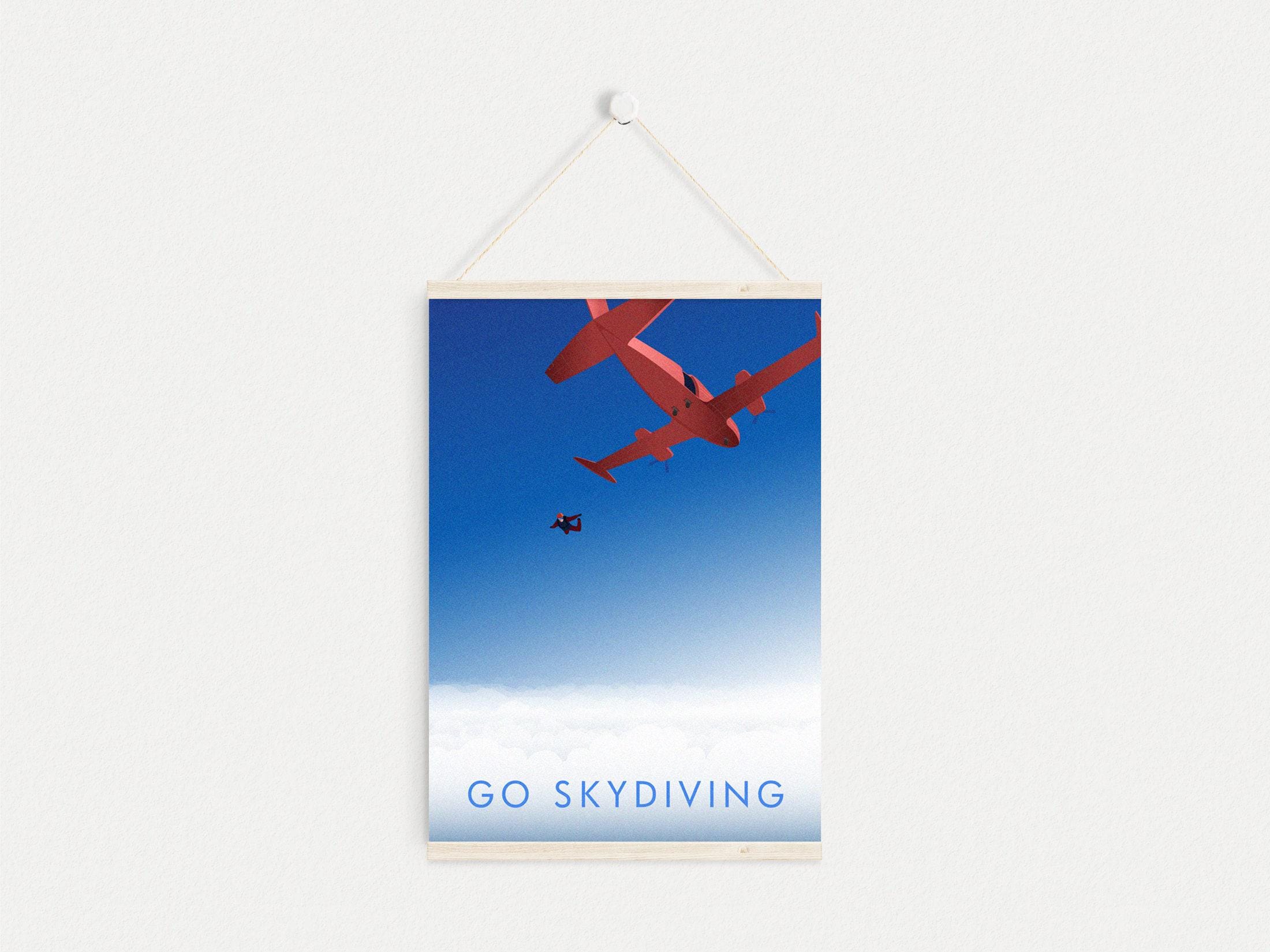 Go Skydiving Art Print, Parachuting, Travel Poster, Outdoor Hobbies ...