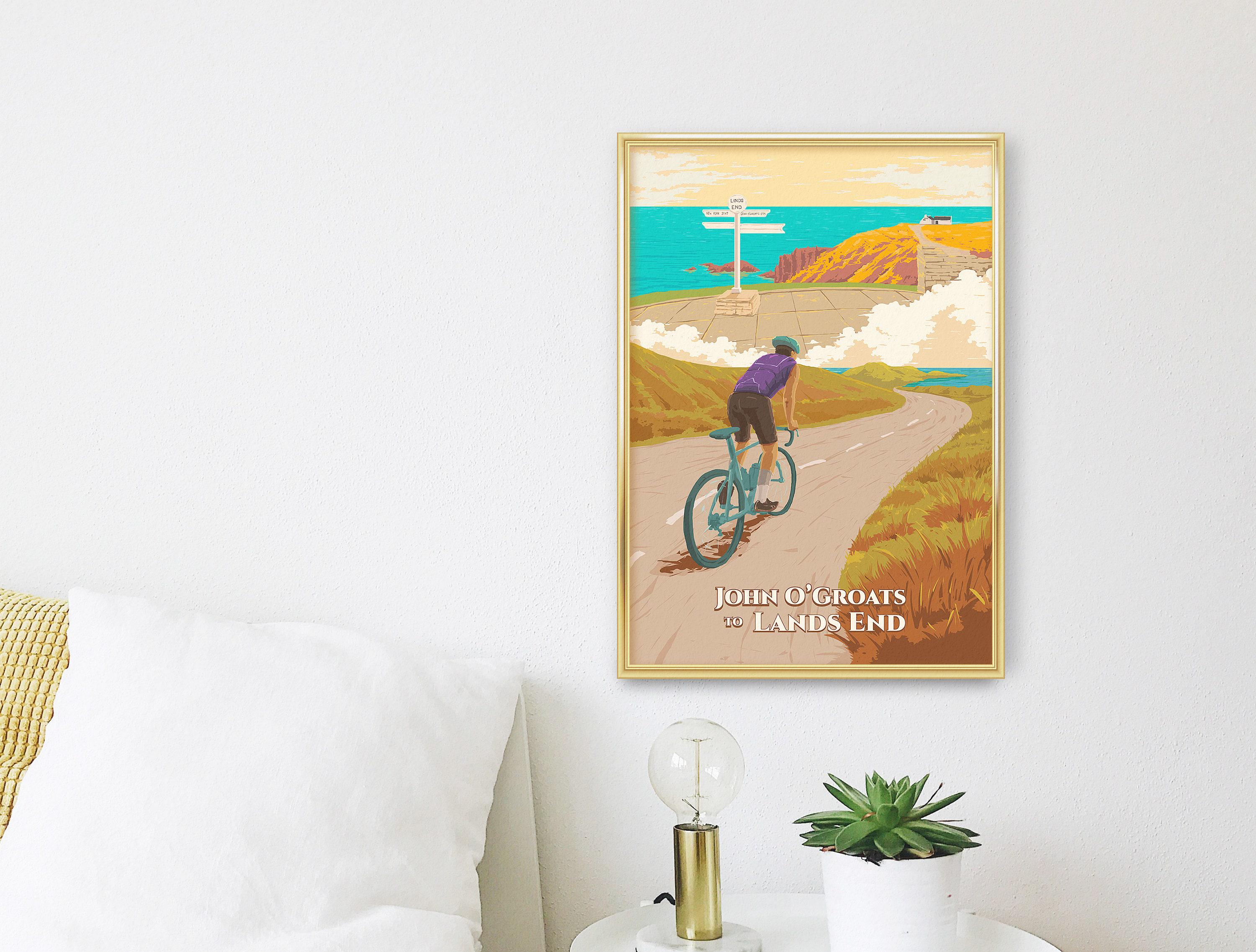 John O'groats to Lands End Cycling Poster, JOGLE, End to End Challenge ...