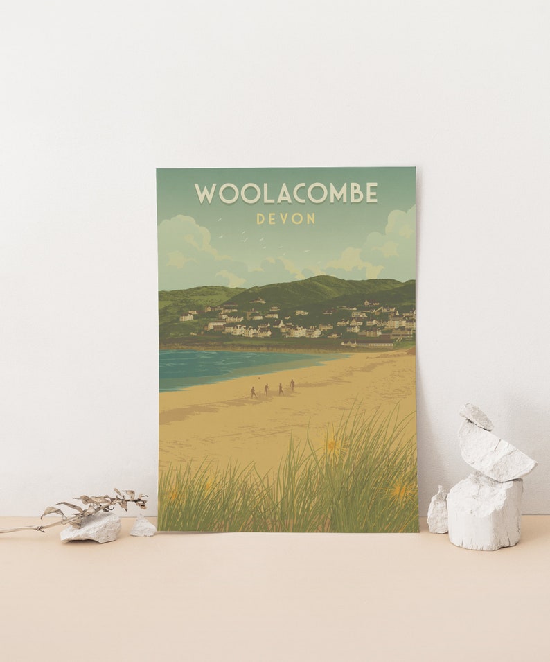 Woolacombe Devon Travel Poster Devon Seaside Print Wall Art - Etsy