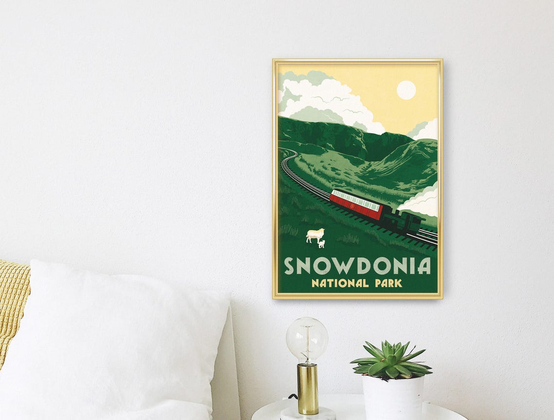 Snowdonia National Park Poster, Snowdon Mountain Railway, Wales Travel ...