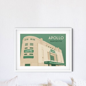 Apollo Manchester Poster, Art Deco Print, Music Venue, Architecture ...