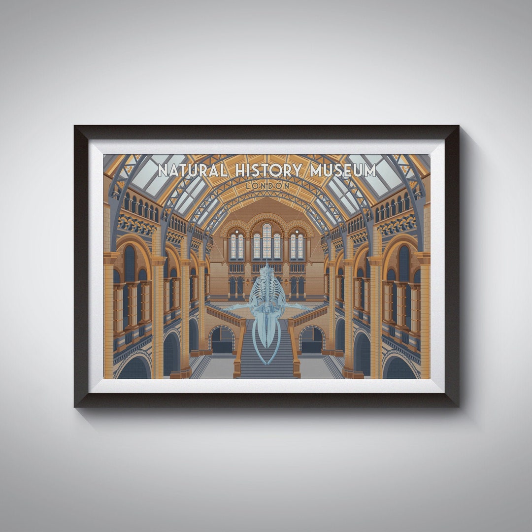 Natural History Museum Poster, London Travel Print, Architecture, South ...