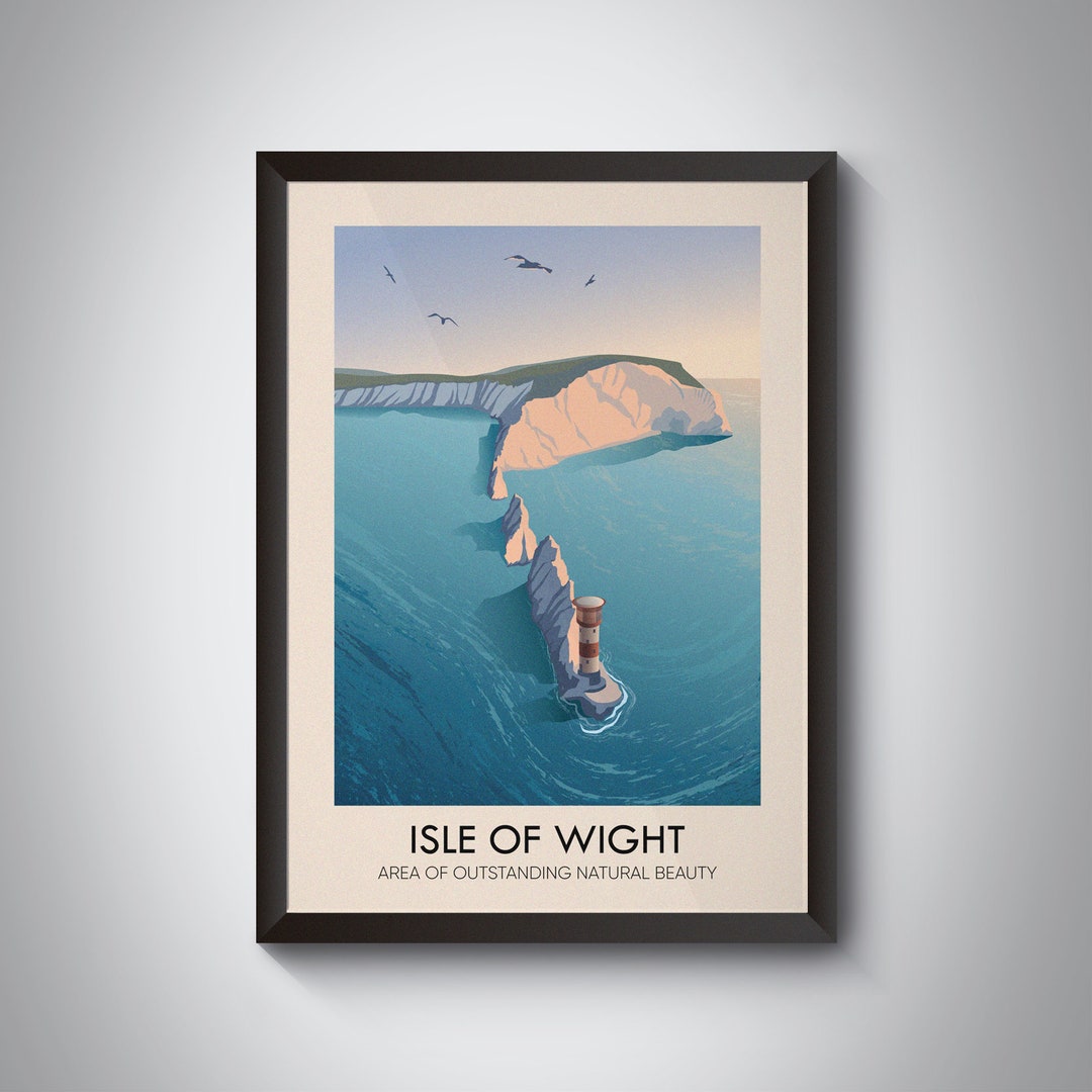 Isle of Wight AONB Poster, English Channel, the Needles Lighthouse ...