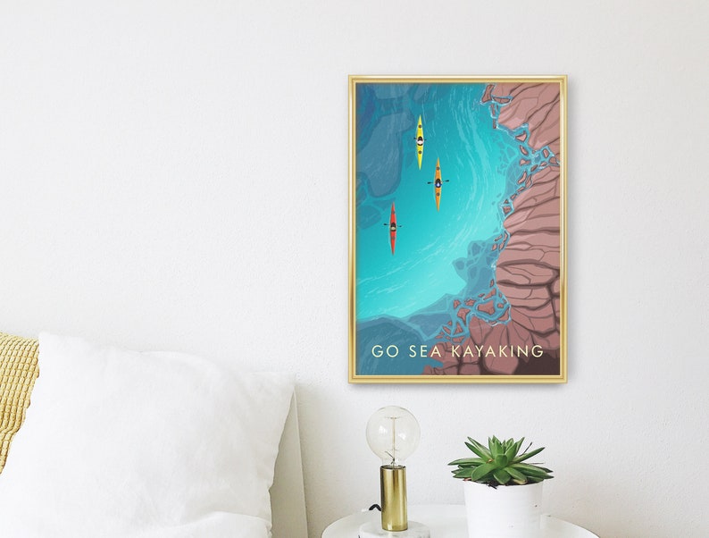 Go Sea Kayaking Art Print Travel Poster Adventure Sports - Etsy UK