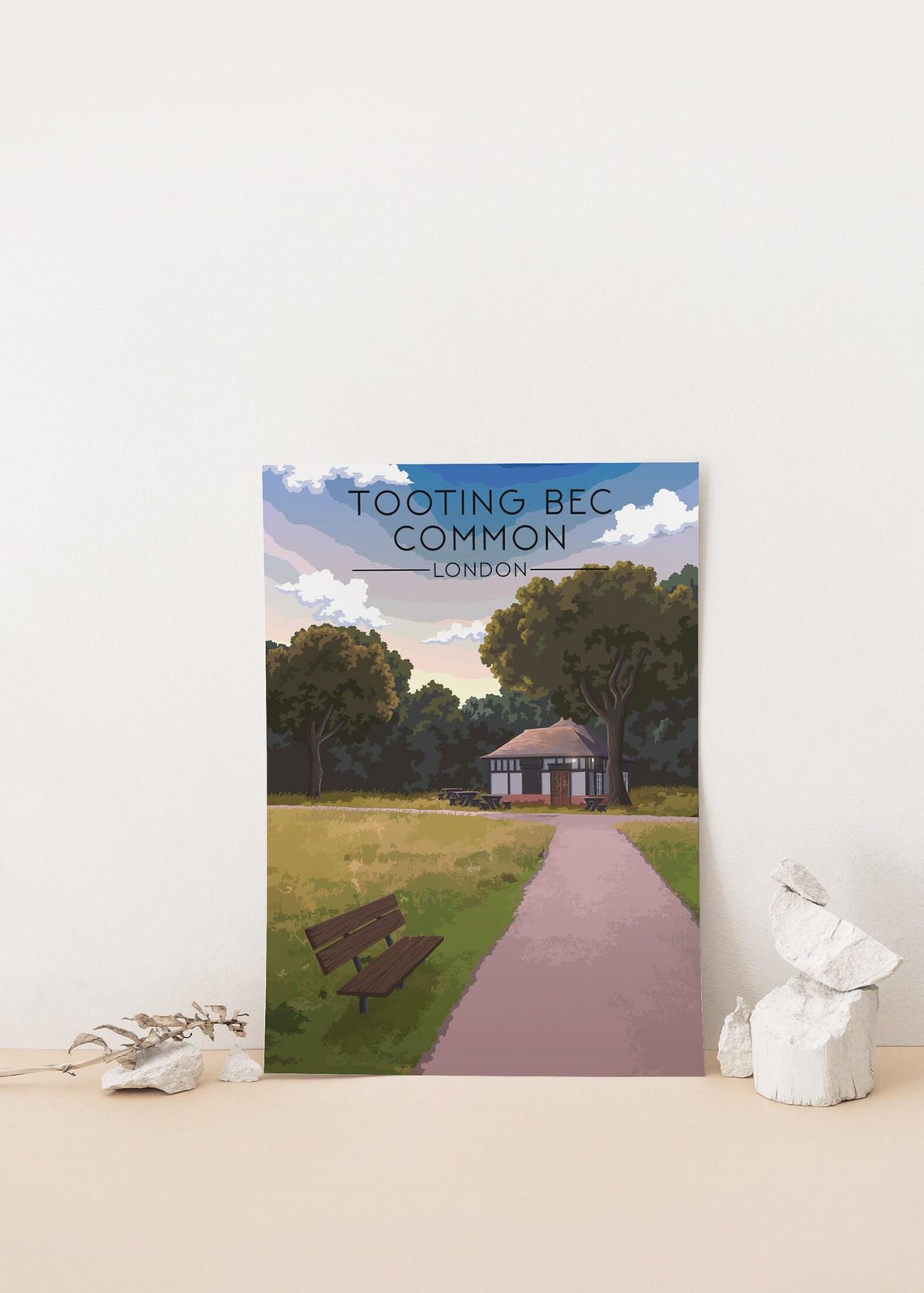 Tooting Bec Common London Poster, Southwest London Travel Print, Cafe ...