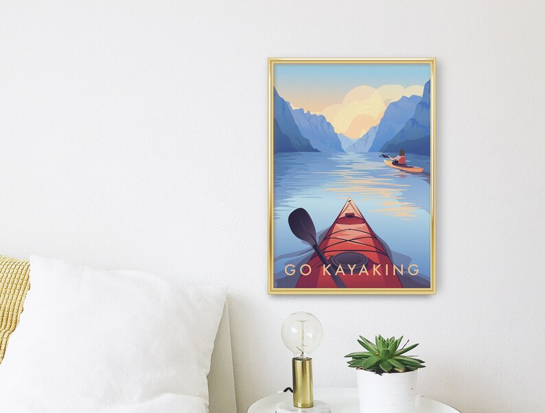Go Kayaking Print Travel Poster Canoeing Adventure Kayaker | Etsy