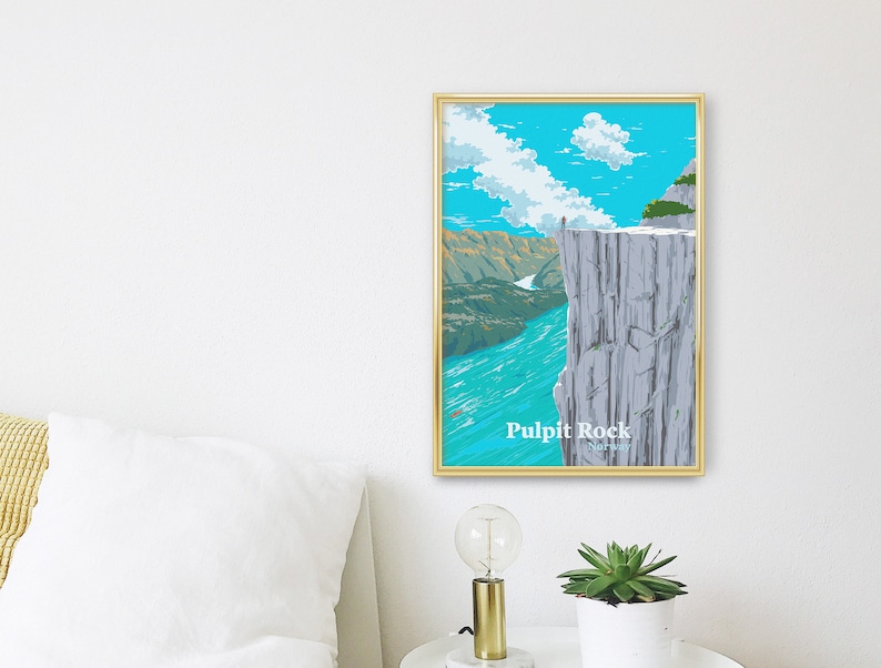 Pulpit Rock Poster Norway Travel Print Preikestolen Kjerag | Etsy