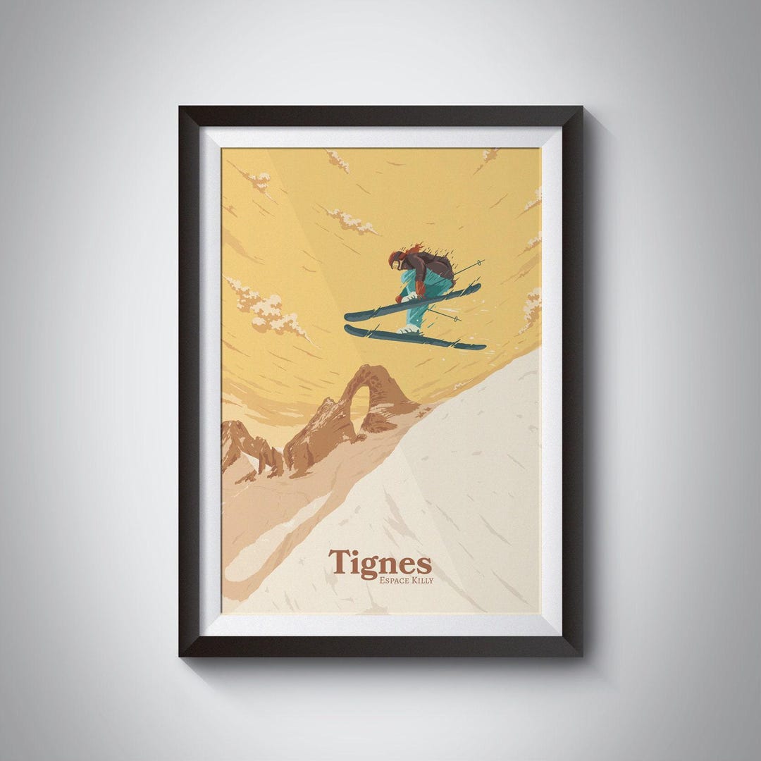 Tignes Ski Resort Poster, Skiing Print, Espace Killy, Snowboard, French ...