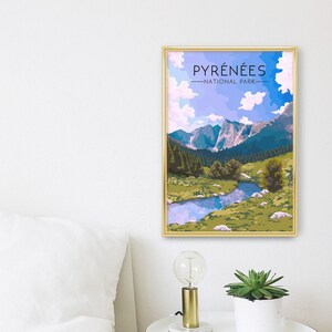 Pyrenees National Park Poster, France Travel Print, Vintage Travel ...