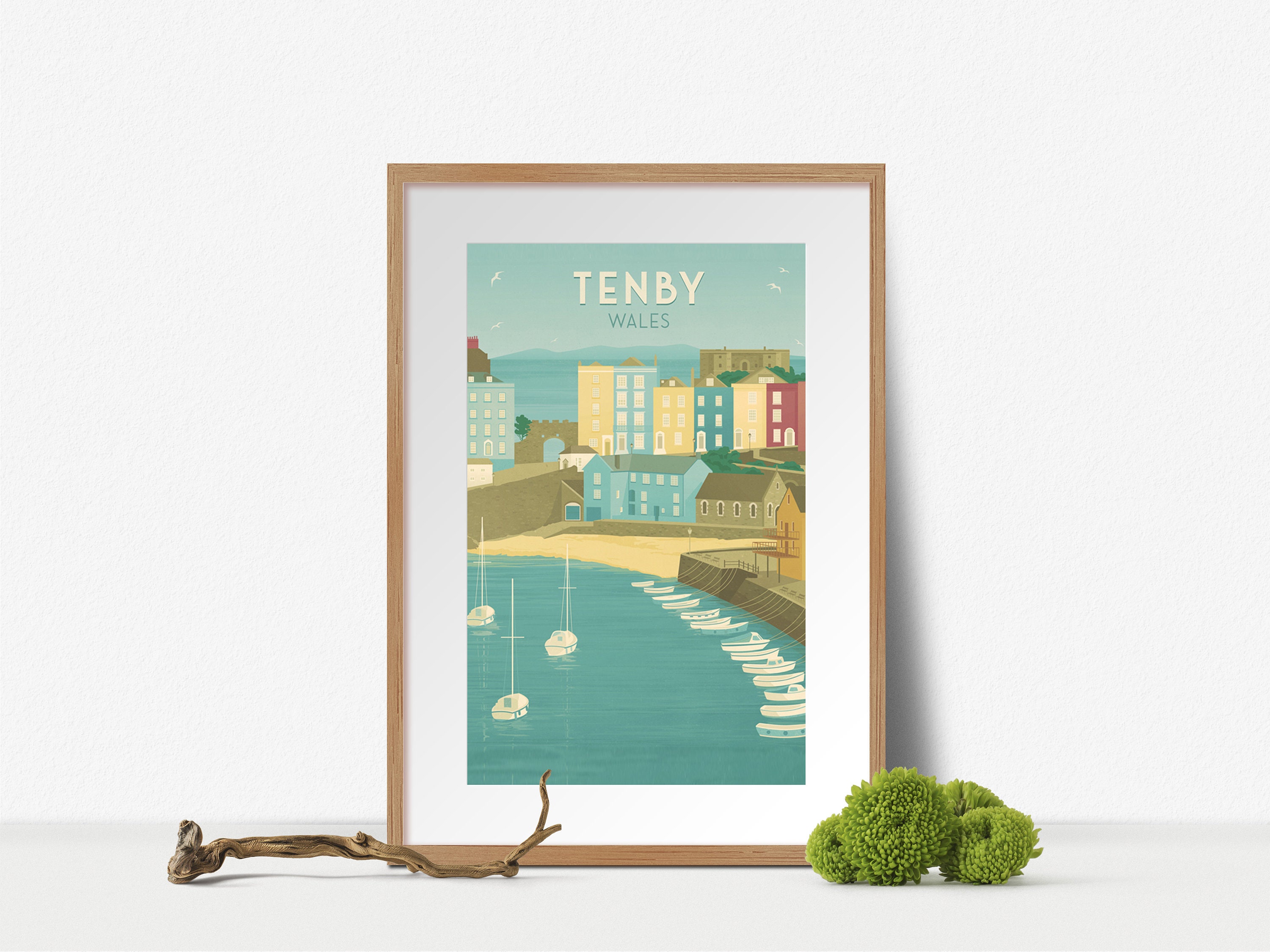 Tenby Poster South Wales Travel Print Welsh Gift Tenby | Etsy